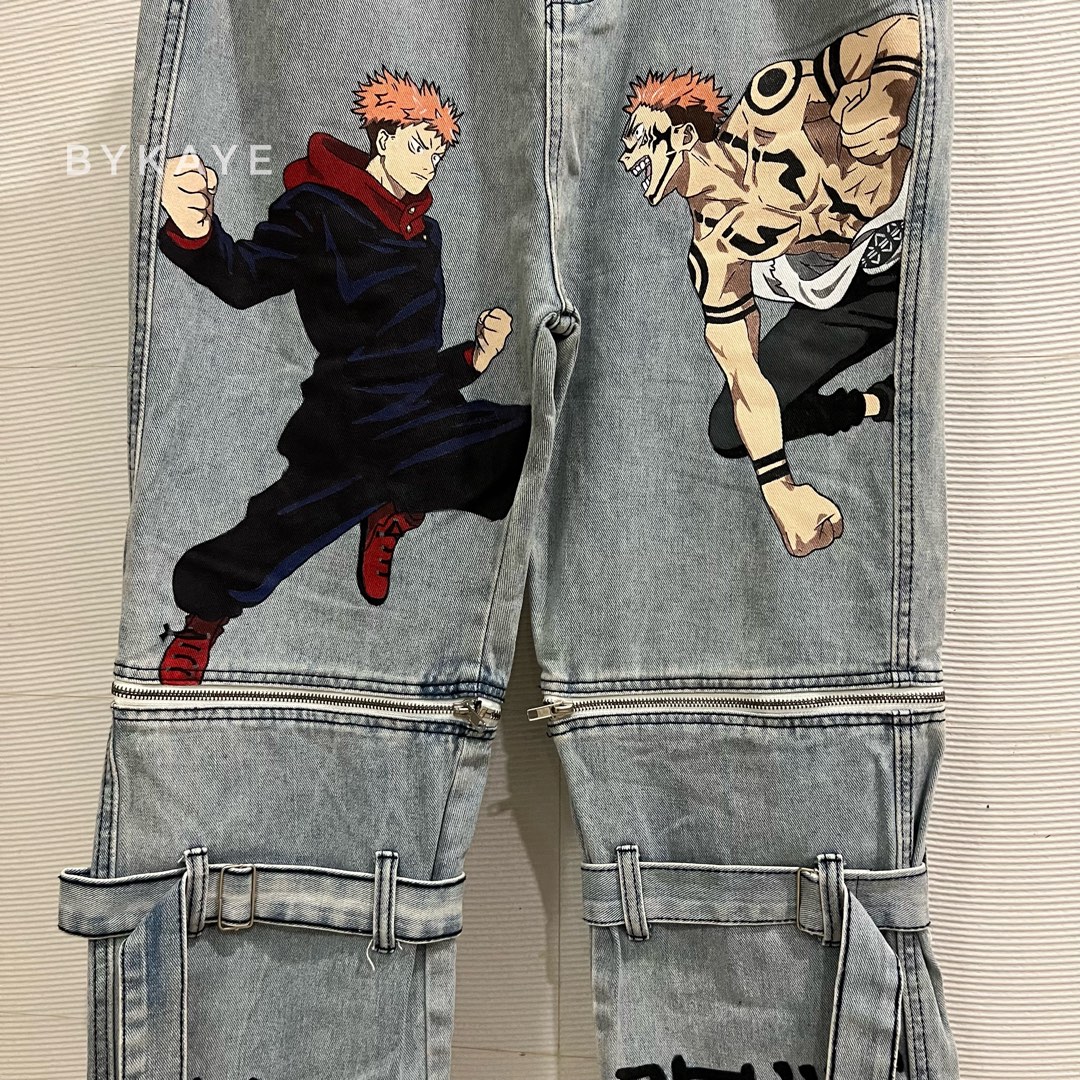 Jujutsu Kaisen Handpainted Pants, Women's Fashion, Bottoms, Jeans on ...
