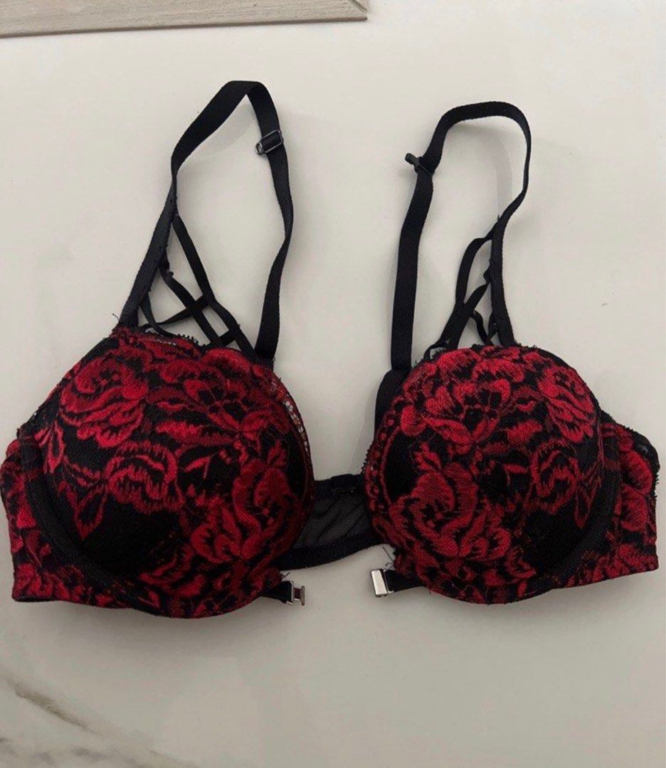 La Senza Black Red Push-up Bra, Fesyen Wanita, Pakaian Wanita, Atasan ...