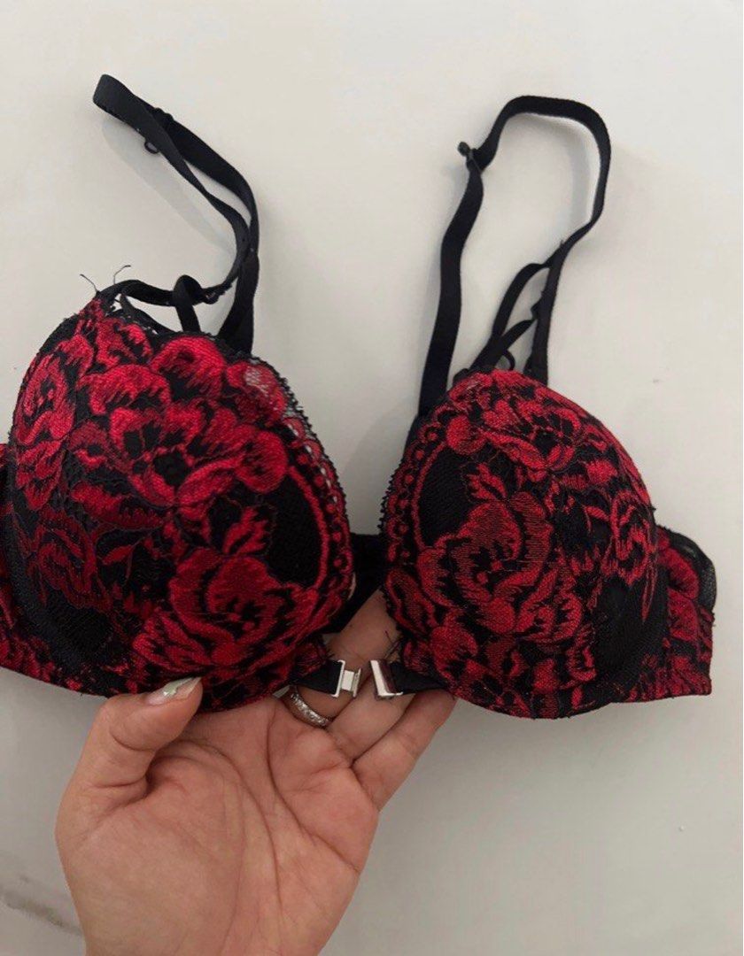 La Senza Black Red Push-up Bra, Fesyen Wanita, Pakaian Wanita, Atasan ...