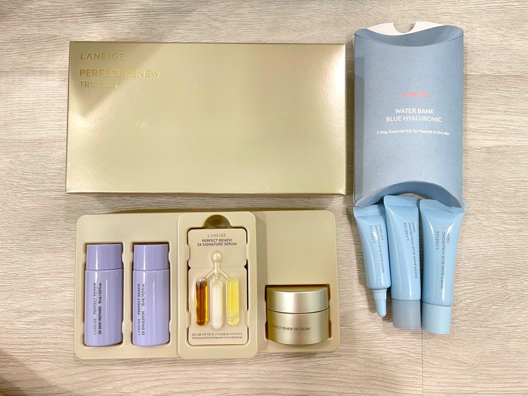 Laneige Trial Kit Perfect Renew / Water Bank Blue Hyaluronic, Beauty ...