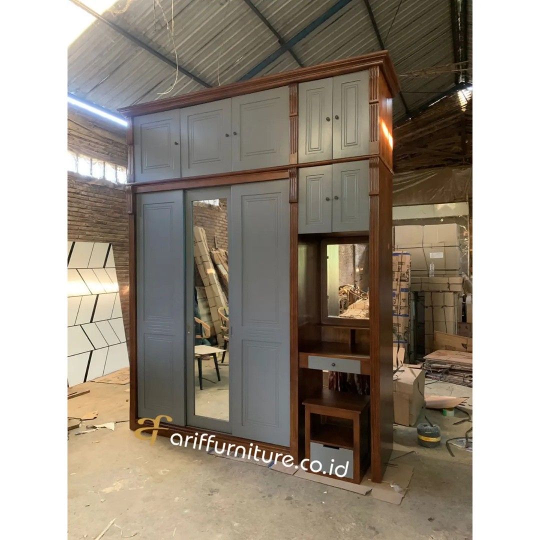Lemari Pakaian Meja Rias Set Jati Minimalis, Perabotan Rumah di Carousell