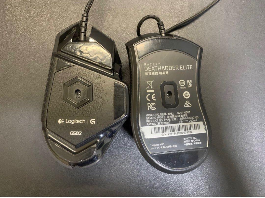Logitech G502 and Razer DeathAdder Elite, Computers & Tech, Parts ...