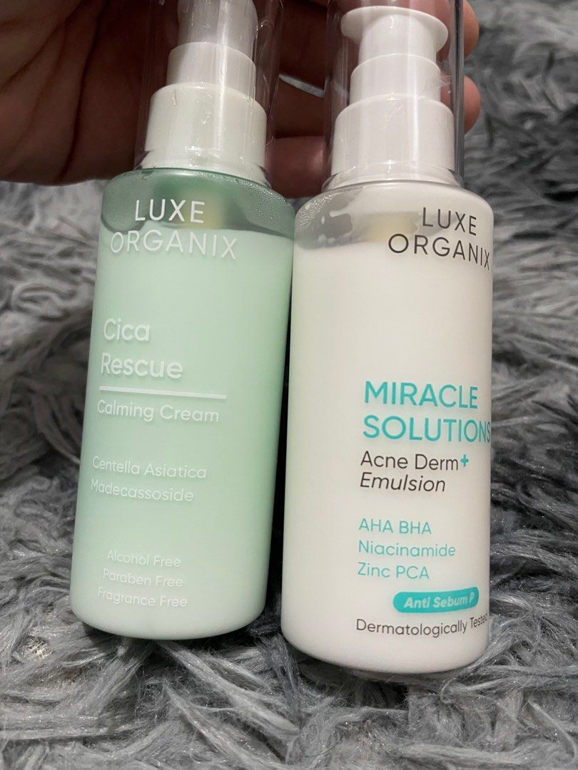 LUXE ORGANIX MIRACLE SOLUTION & CICA RESCUE MOISTURIZER on Carousell