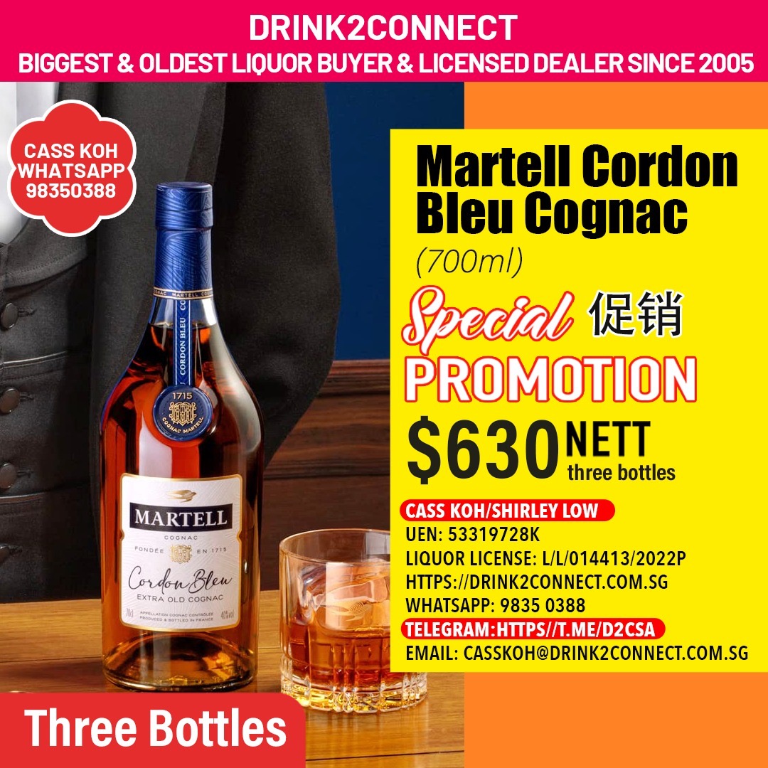 Martell Cordon Bleu 700ml, Food & Drinks, Alcoholic Beverages on Carousell