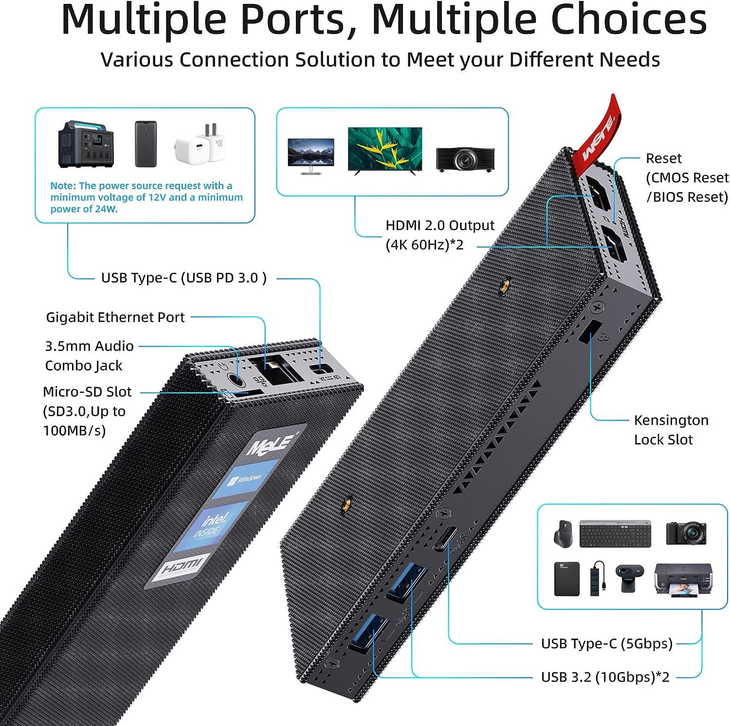 MeLE PCG02 Pro Fanless Mini PC Stick N5105 8GB/256GB Windows 11 Pro ...