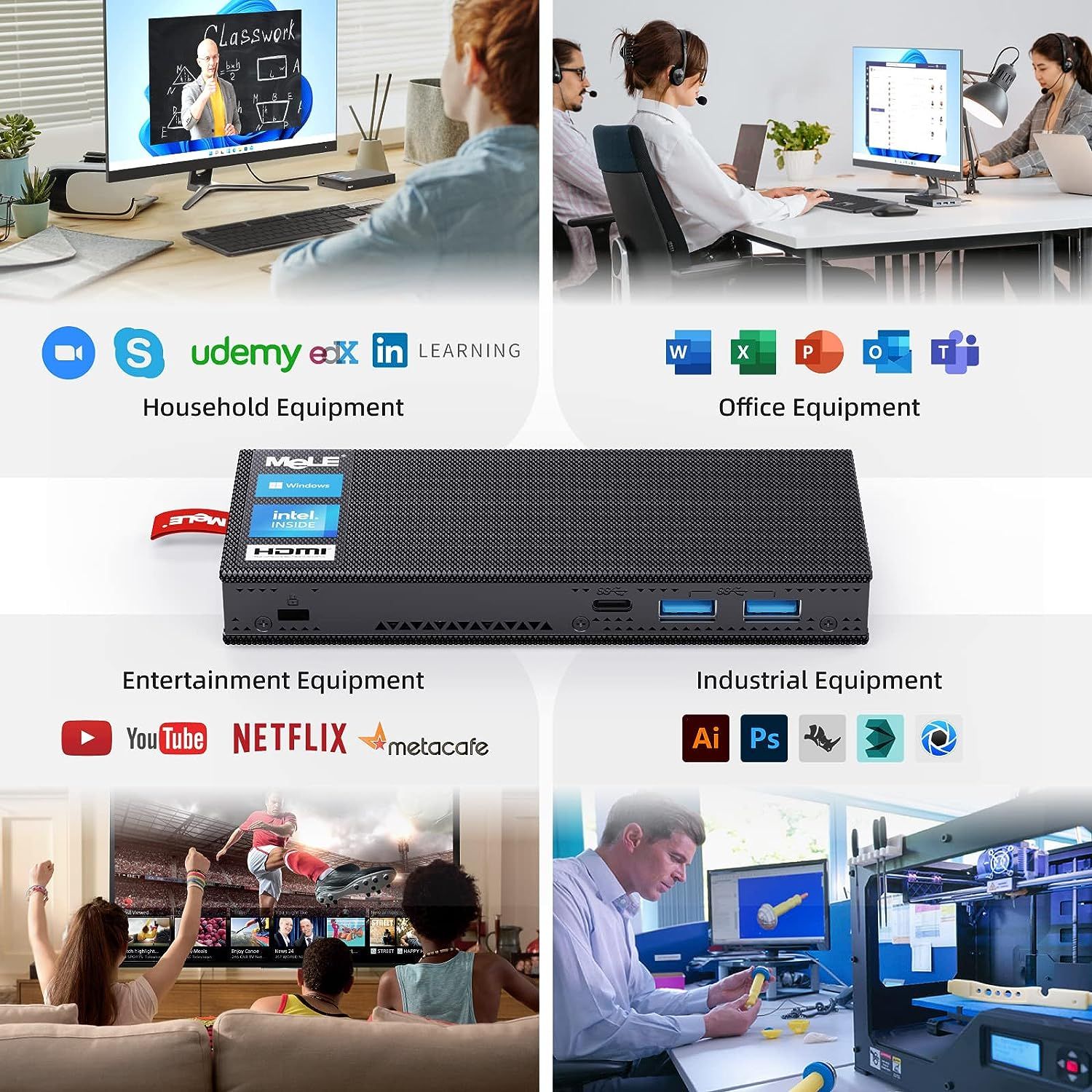 MeLE PCG02 Pro Fanless Mini PC Stick N5105 8GB/256GB Windows 11 Pro ...