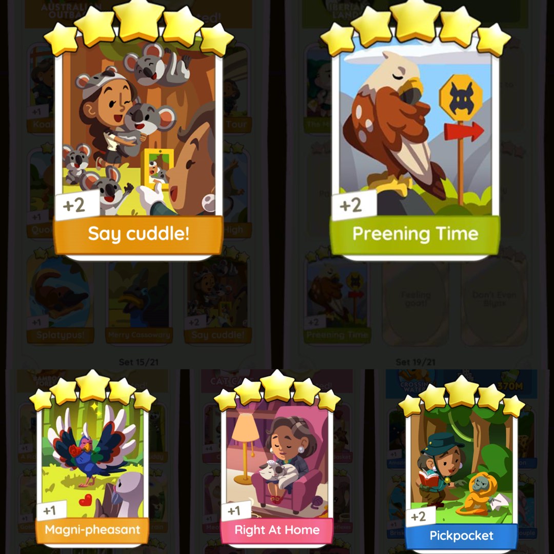 Clear Stock Monopoly Go All 5 Star Card -RIGHT AT HOME PREENING TIME ...