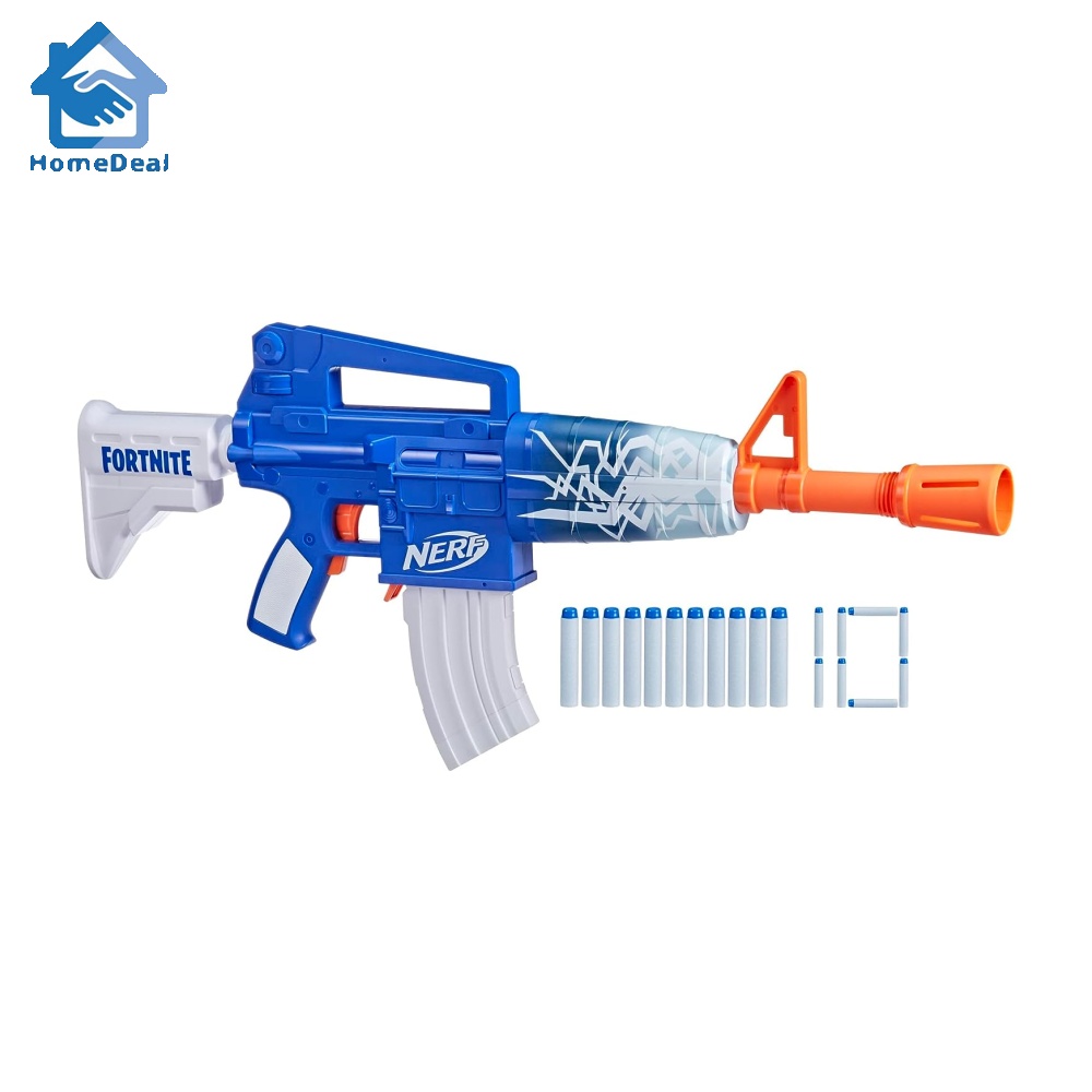 Nerf Fortnite Blue Shock Blaster, 10-Dart Clip, 10 Elite Nerf Darts ...