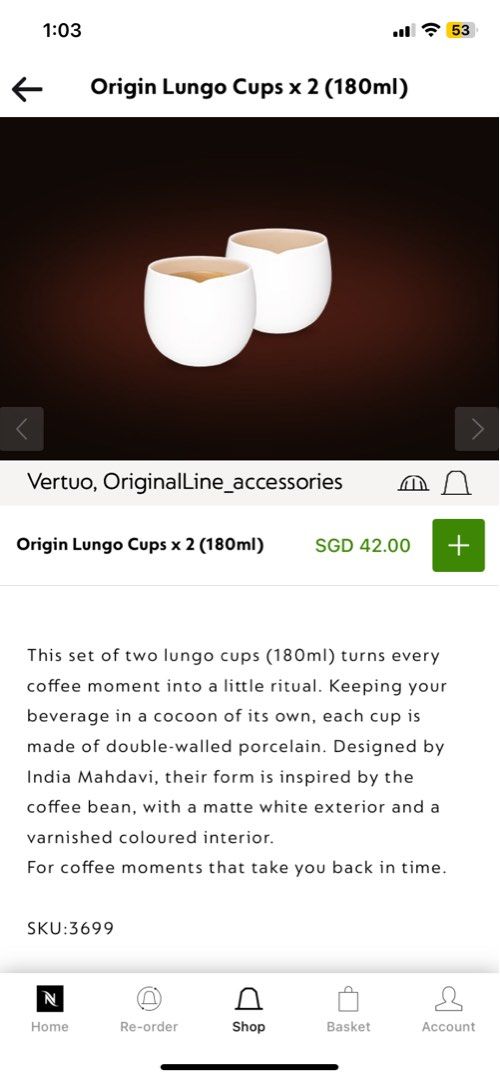 Nespresso Origins Lungo Cup X 2, Furniture & Home Living, Kitchenware & Tableware, Coffee & Tea ...