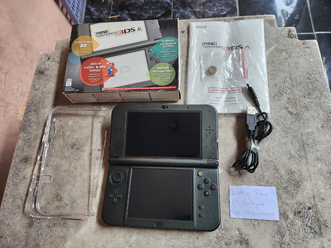 New Nintendo 3DS XL Metallic Black Layar IPS Rare CFW 32GB Fullset 03, Video Game, Konsol di ...