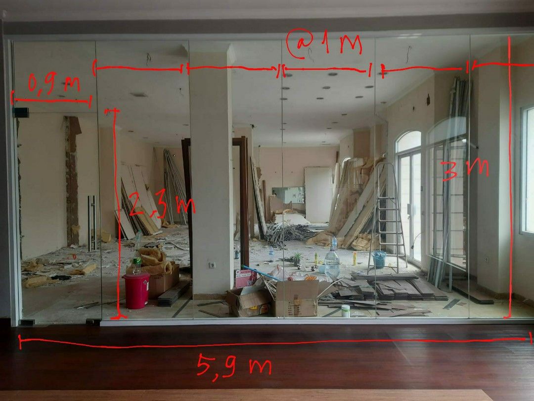 Partisi Kaca kantor ukuran 18 m2 harga 350rb per meter, Perabotan Rumah ...