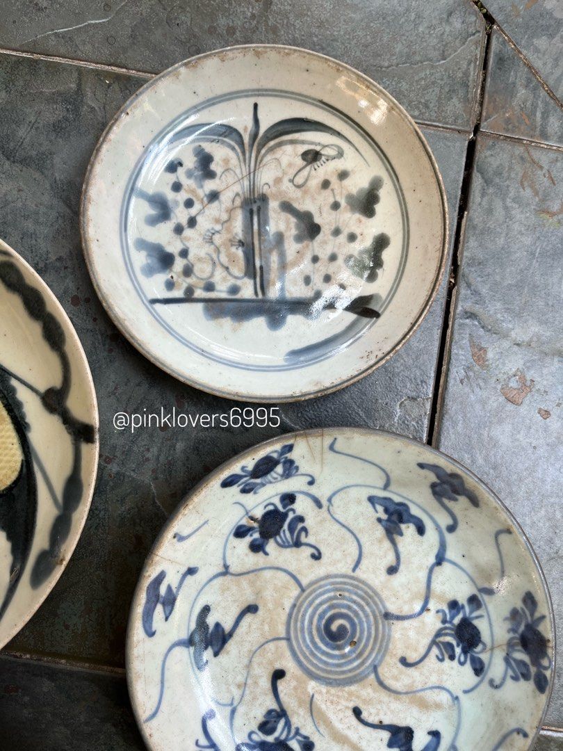 Piring Antik Cina 5 Pcs Besar Kecil Gambar Ikan Motif Antique Vintage ...