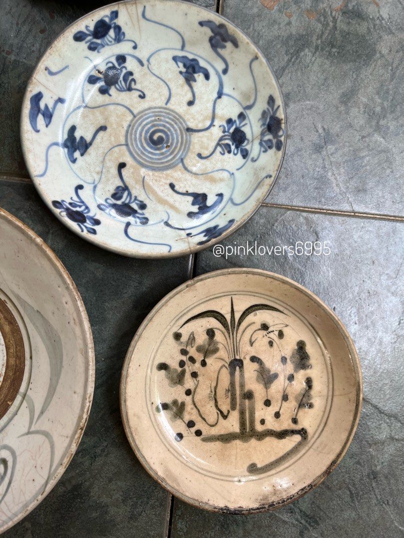 Piring Antik Cina 5 Pcs Besar Kecil Gambar Ikan Motif Antique Vintage ...