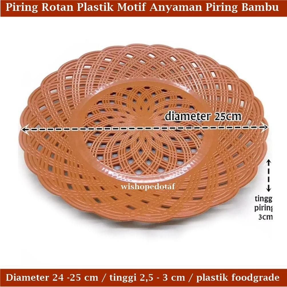 Plate Piring Rotan Plastik Motif Anyaman Piring Bambu, Kitchen & Appliances di Carousell