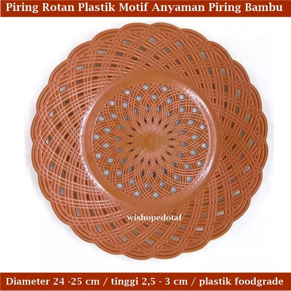 Plate Piring Rotan Plastik Motif Anyaman Piring Bambu, Kitchen ...