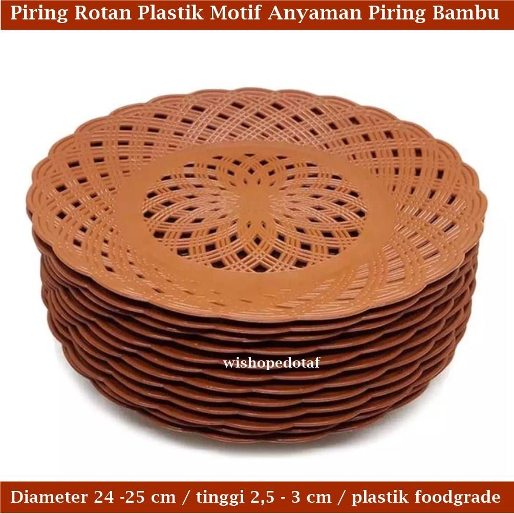 Plate Piring Rotan Plastik Motif Anyaman Piring Bambu, Kitchen ...