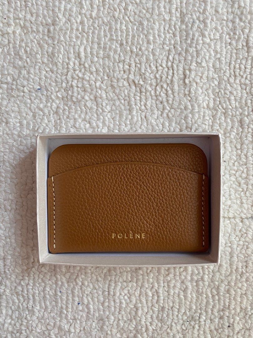 POLENE CARD HOLDER AUTHENTIC IN CAMEL GRAINE, Fesyen Wanita, Aksesoris ...