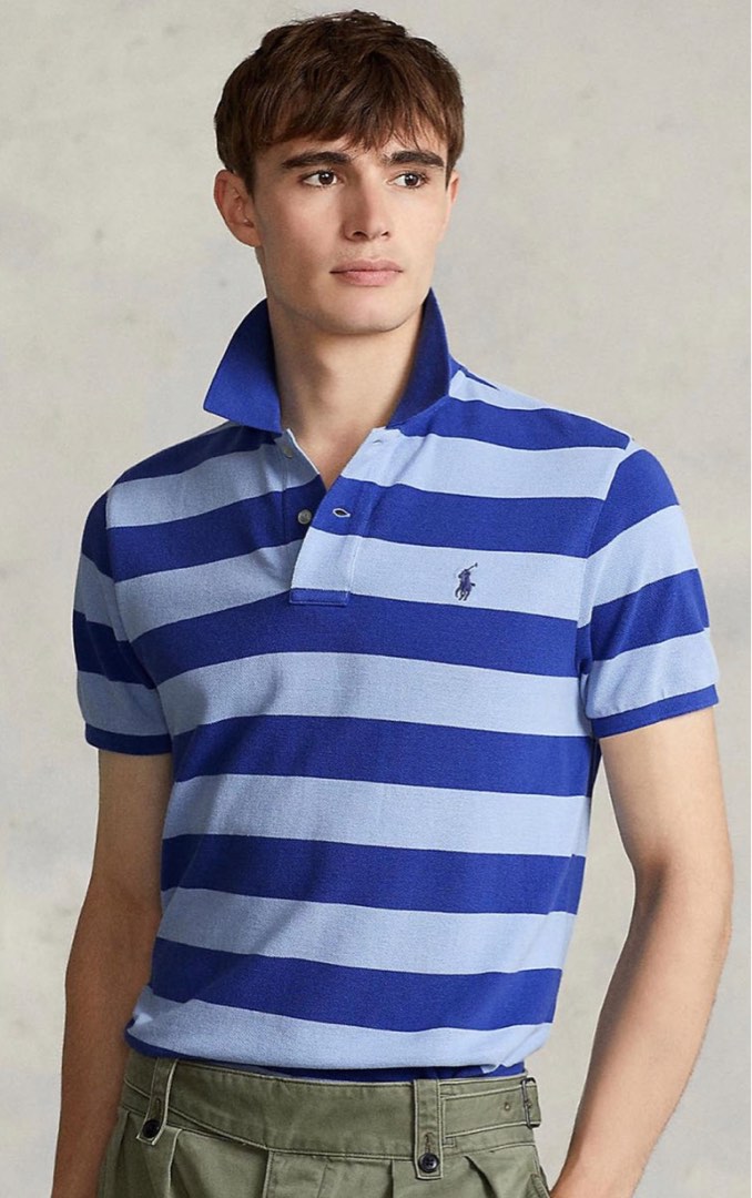 Polo Ralph Lauren custom slim fit striped mesh polo shirt, Men's Fashion, Tops & Sets, Tshirts ...