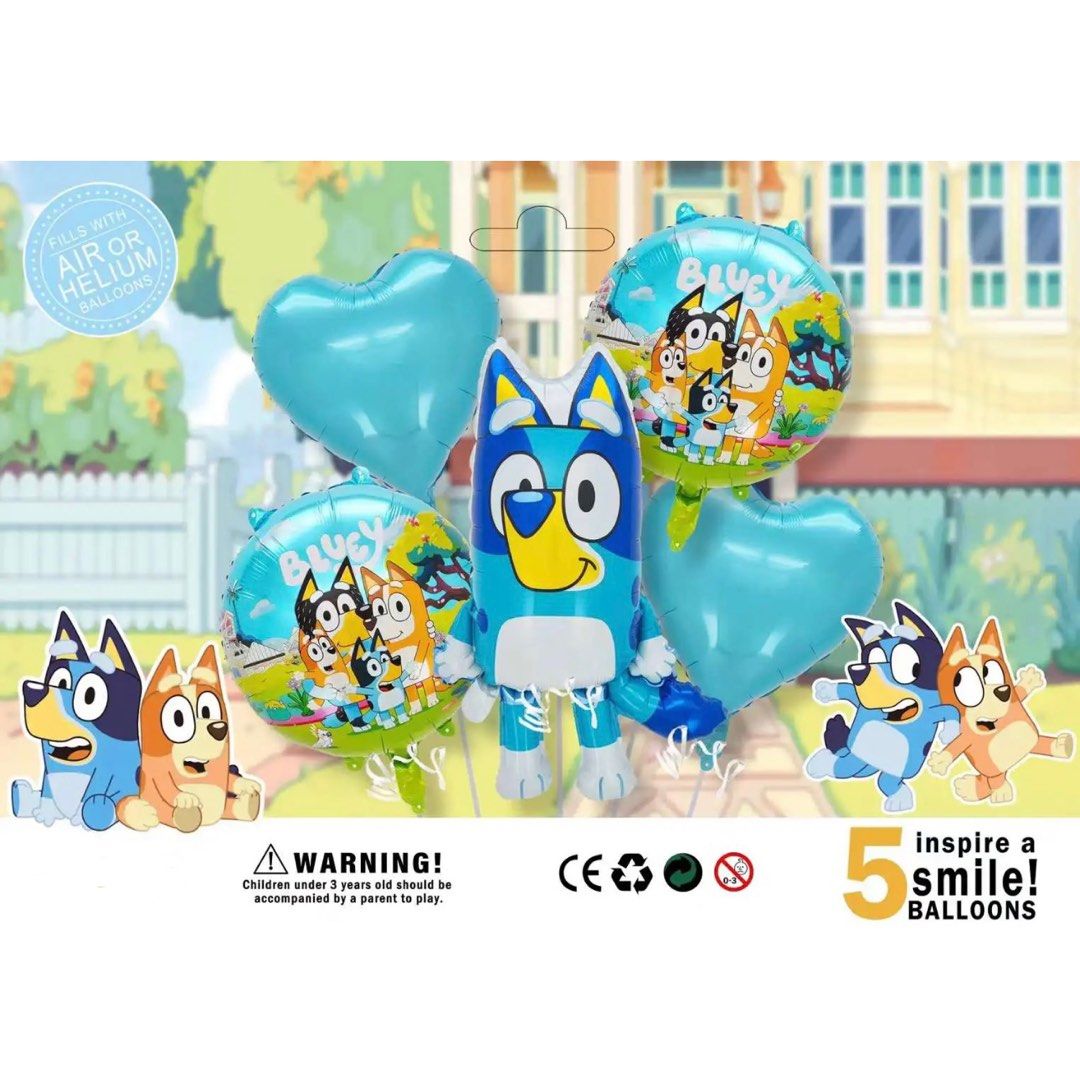 [Pre-Order] 5pc Bluey Foil Balloons Set, Hobbies & Toys, Stationery ...