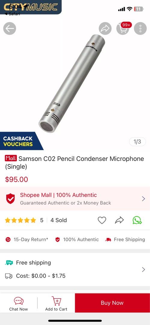 Samson C02 pencil condenser microphone (pair), Audio, Microphones on ...