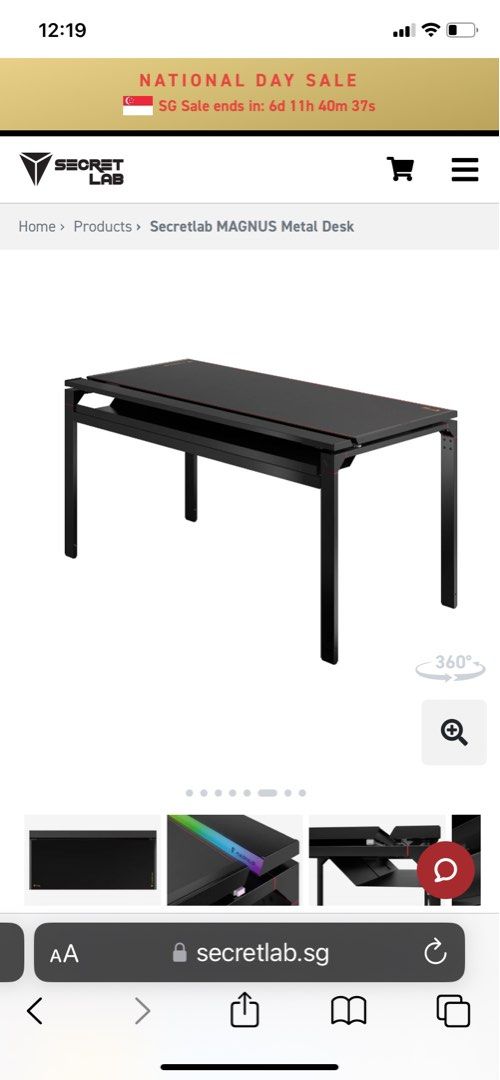 Secretlab MAGNUS Metal Desk with (1.5 m) + secertlab MAGPAD (Bundle) signature stealth ...