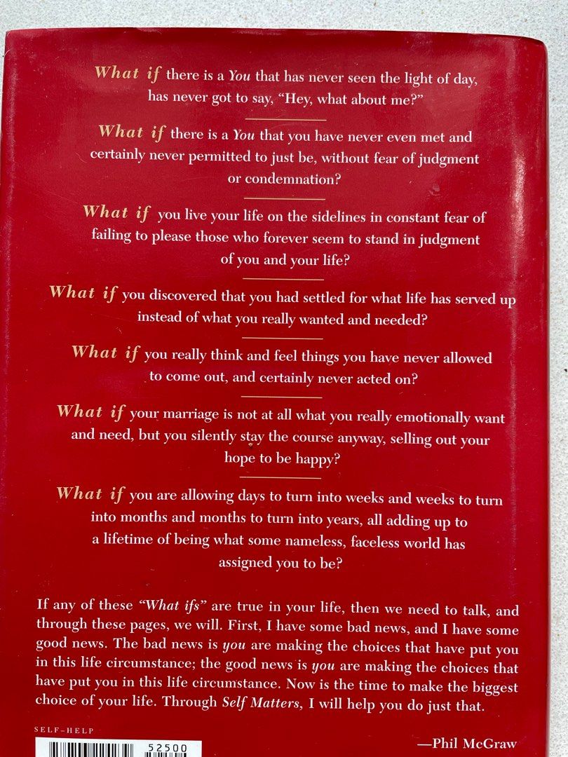 [Book] Self Matters - Phillip C. McGraw (Self Help) Hardcover, Hobbies ...