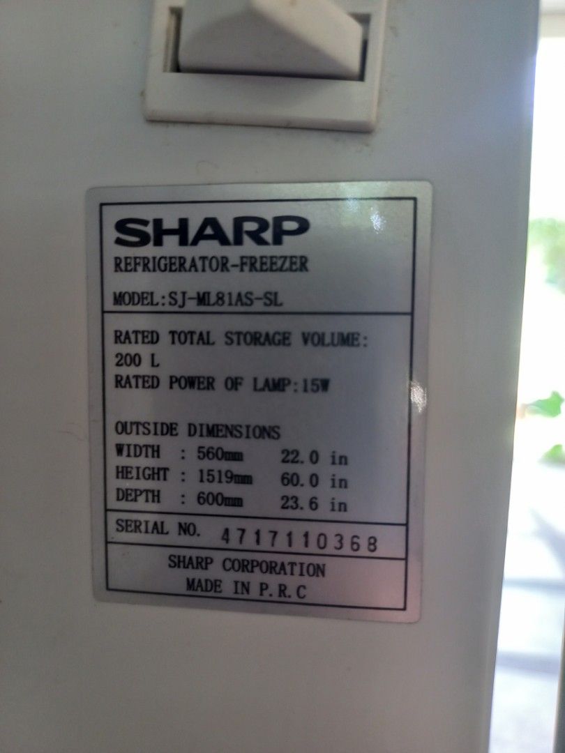 Sharp 2 Door Refrigerator and Freezer, TV & Home Appliances, Kitchen ...