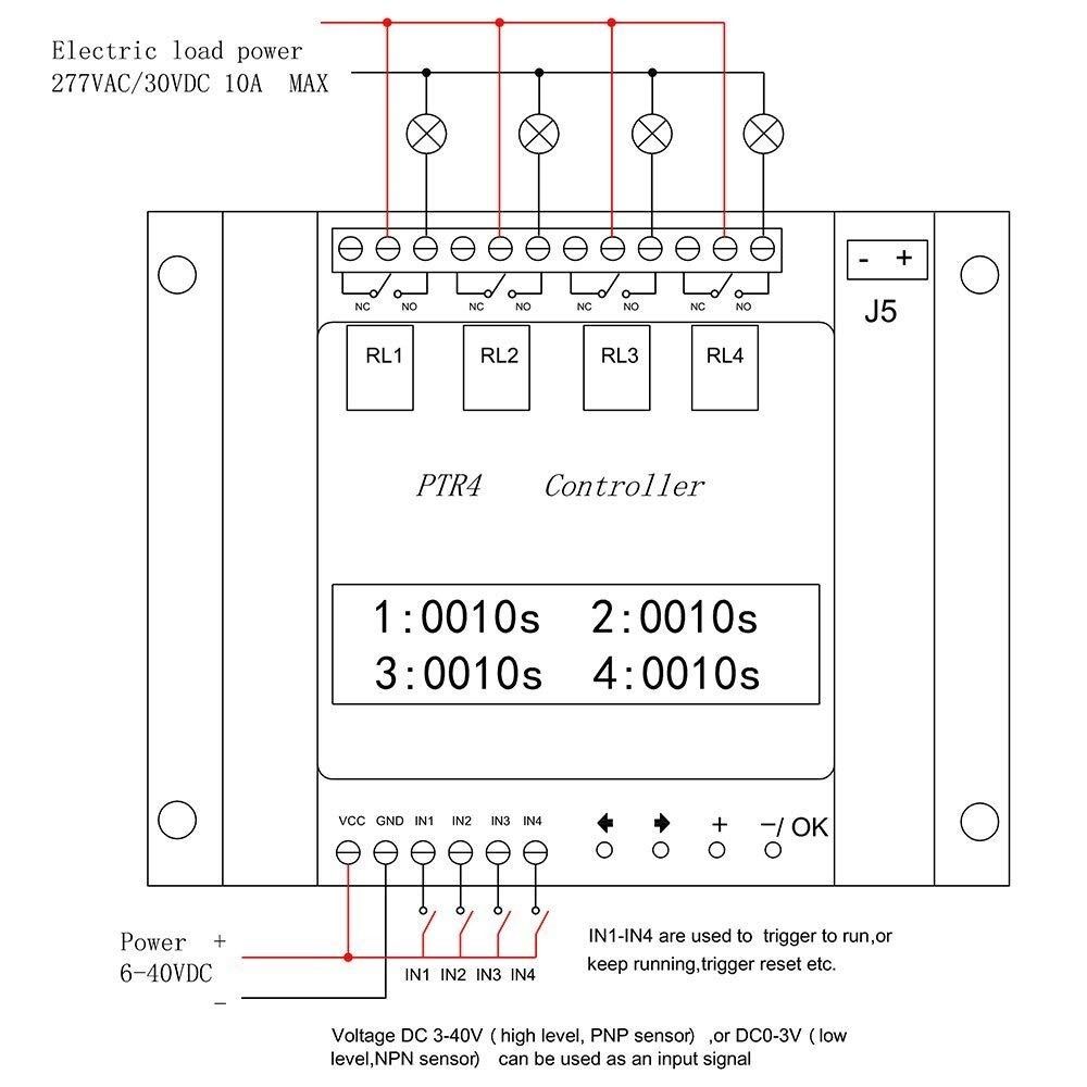 SH-CHEN Relays, Relay Module, DC6-40V 4-Channel Programmable Relay Timer Controller Delay Switch ...