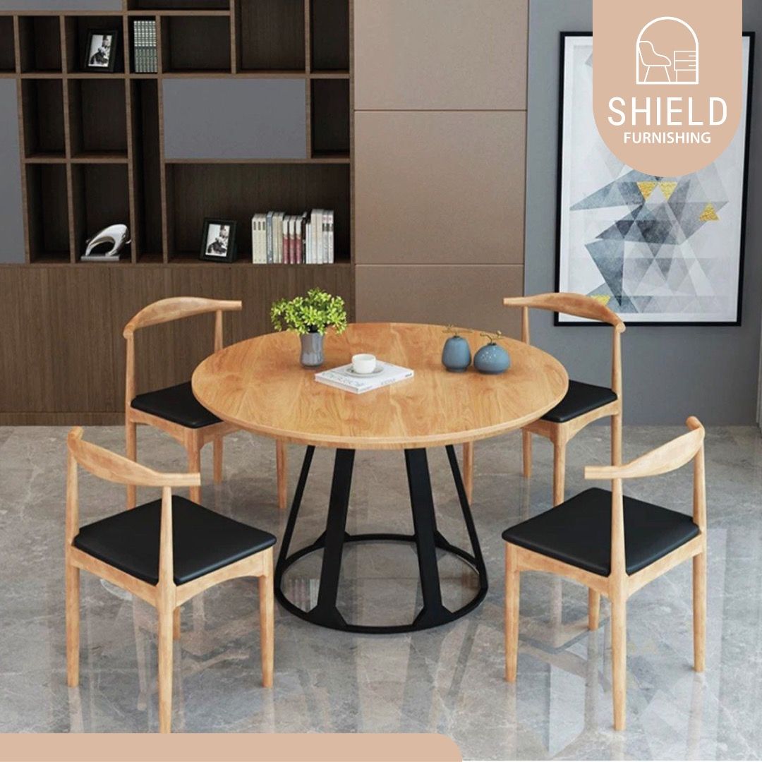 SOFE Rustic Solid Wood Round Dining Table, Furniture & Home Living ...
