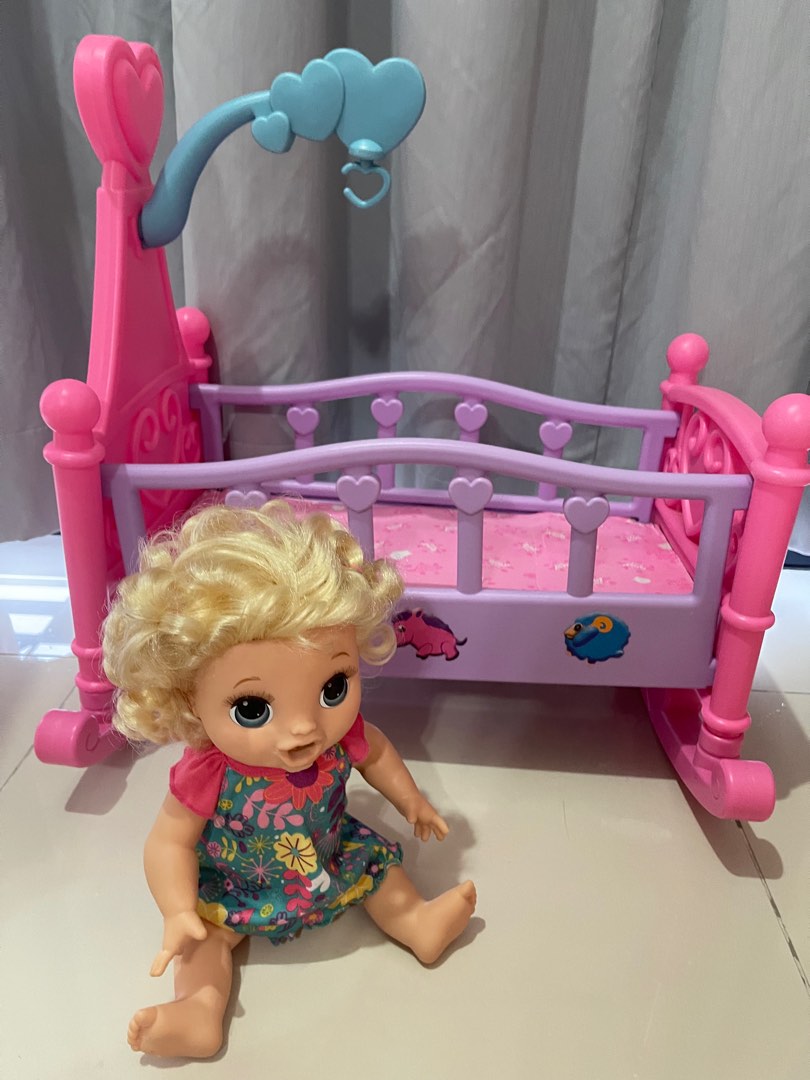Talking Baby Alive and Rocking Sleeping Cot, Hobbies & Toys, Toys ...