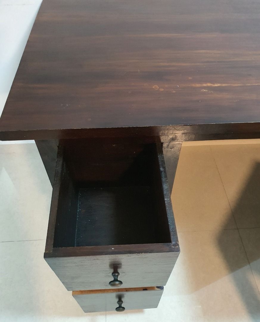 Teak wood computer & study desk with high back chair set, Furniture ...