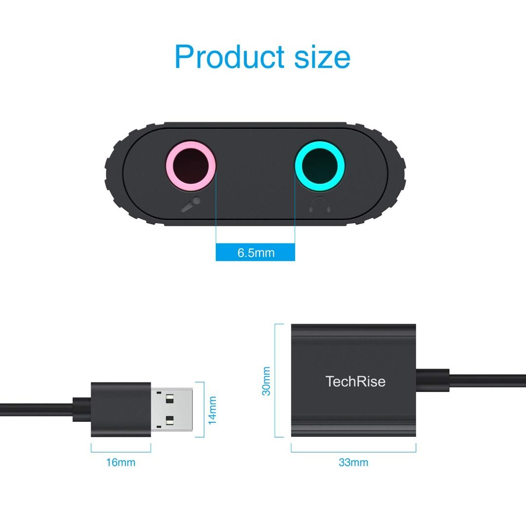 Techrise Usb Audio Adapter External Stereo Sound Card With 3 5mm