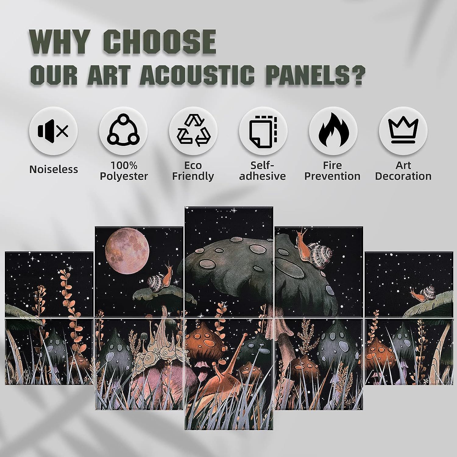 Tutmyrea Art Acoustic Panels, 80" x 40" Self-adhesive Decorative Sound ...