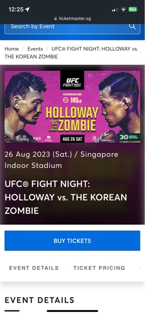 UFC fight night, Tickets & Vouchers, Event Tickets on Carousell