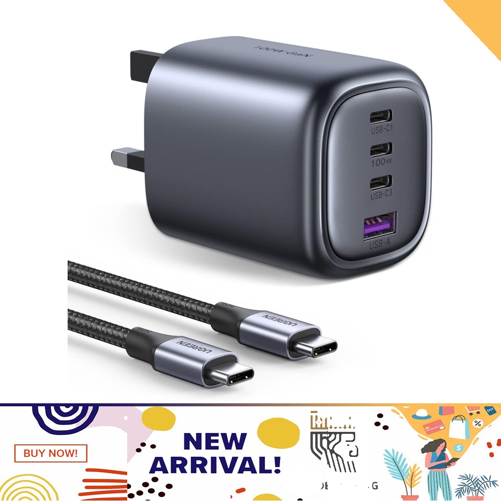 UGREEN 100W USB C Charger Plug, 4-Port GaN Type C Fast Wall Power ...