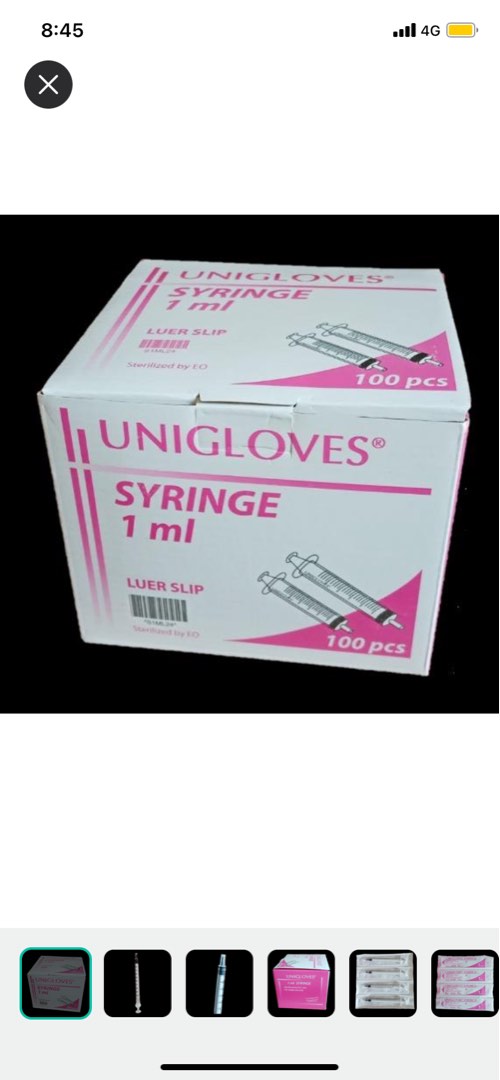 Unigloves 1ml syringe- Luer Slip (100pcs), Health & Nutrition, Medical ...