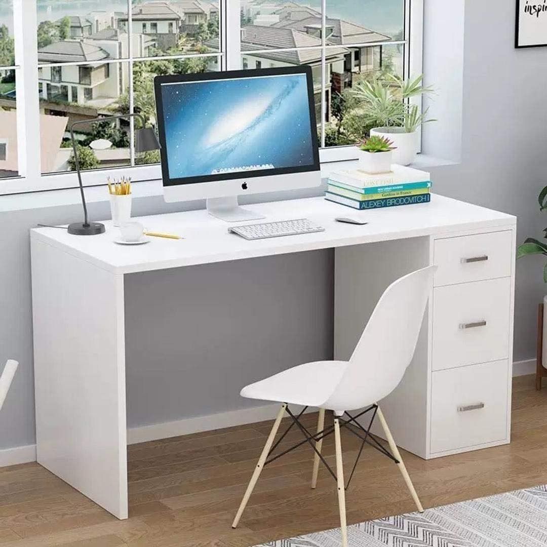 White Desk Office Computer Study Table 120x50x75cm LxWxH, Furniture ...