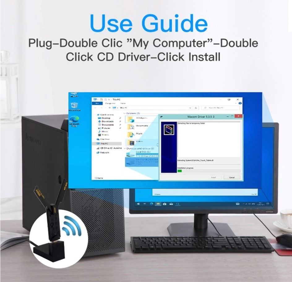 WiFi6 6E AX3000 USB 3.0 WiFi Adapter 3000Mbps Tri-Band 2.4G/5G/6GHz Wireless Network Card WiFi 6 ...