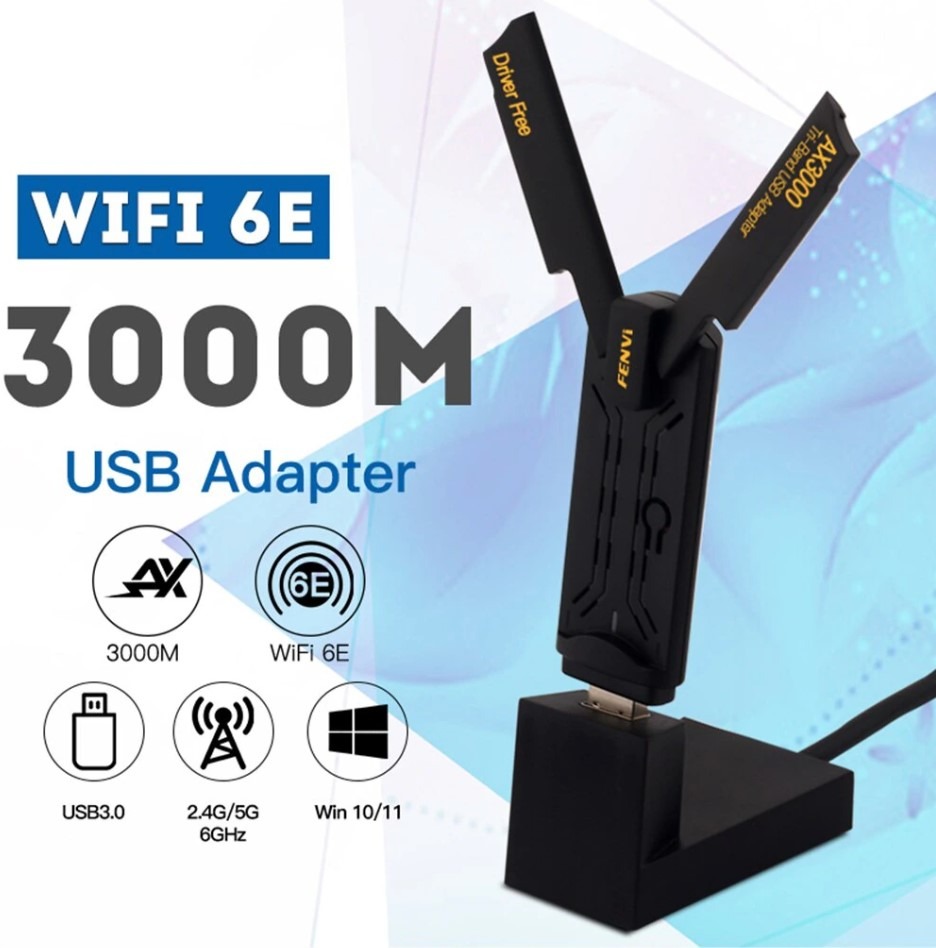 WiFi6 6E AX3000 USB 3.0 WiFi Adapter 3000Mbps Tri-Band 2.4G/5G/6GHz Wireless Network Card WiFi 6 ...