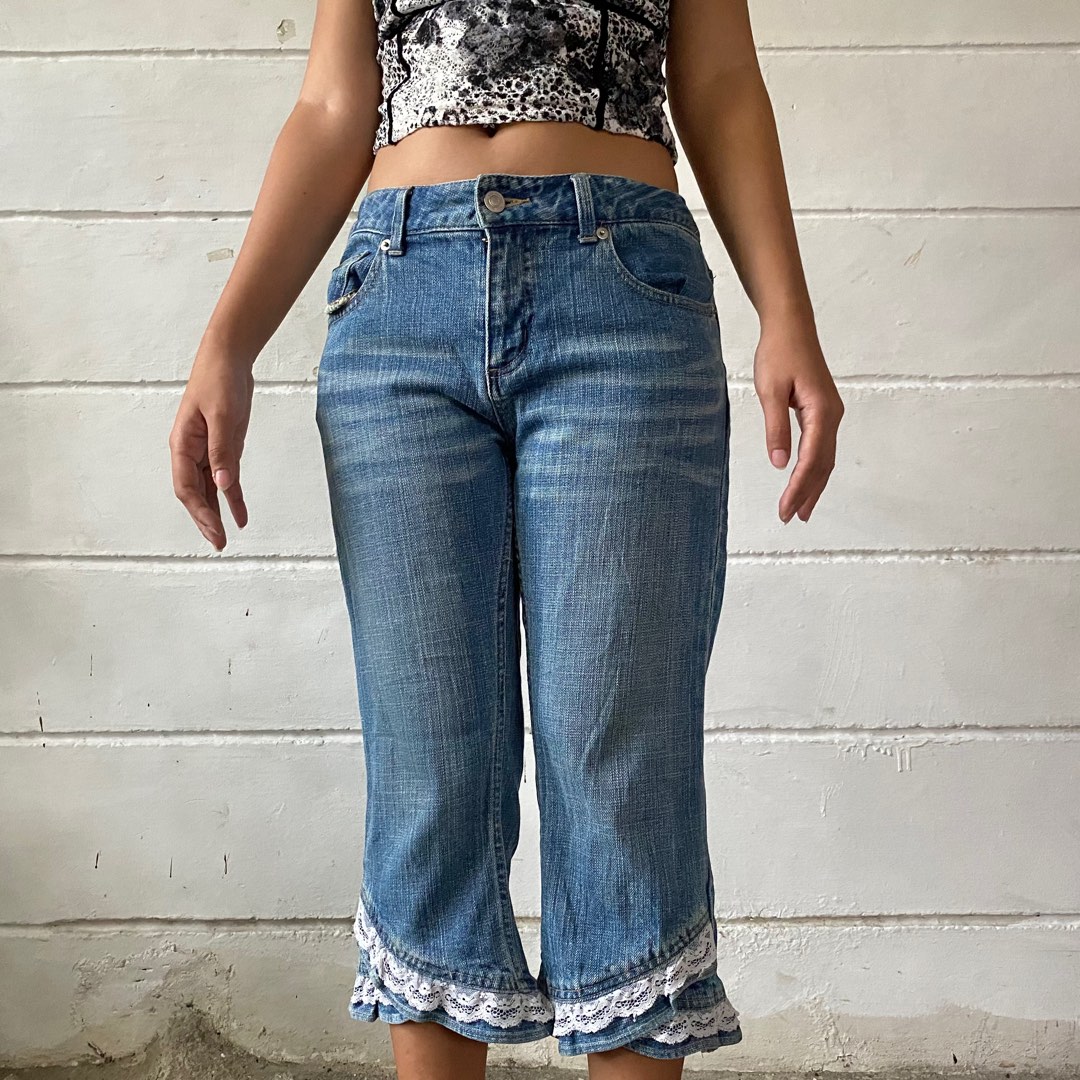 y2k denim capris pinterest, Women's Fashion, Bottoms, Other Bottoms on ...