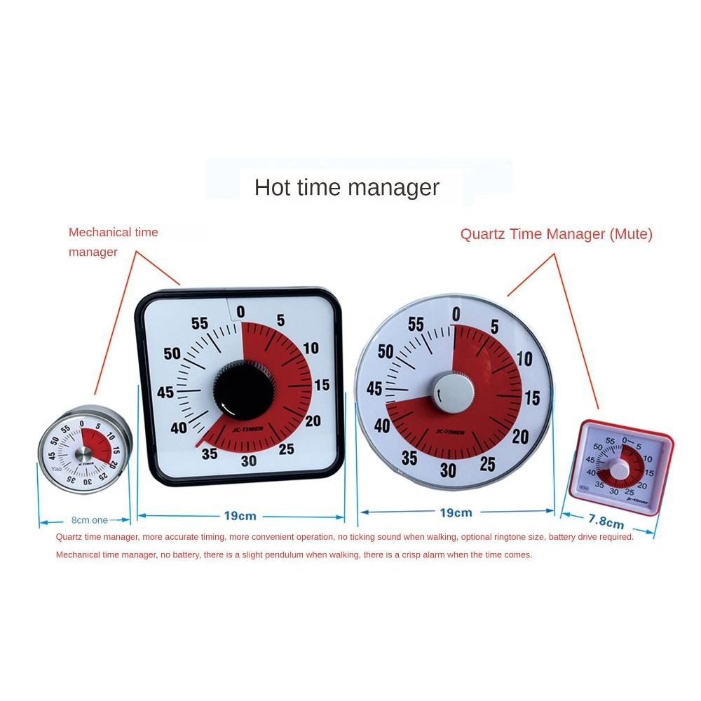 1 Pcs 60 Minutes Visual Analog Timer Silent Countdown Clock Time ...