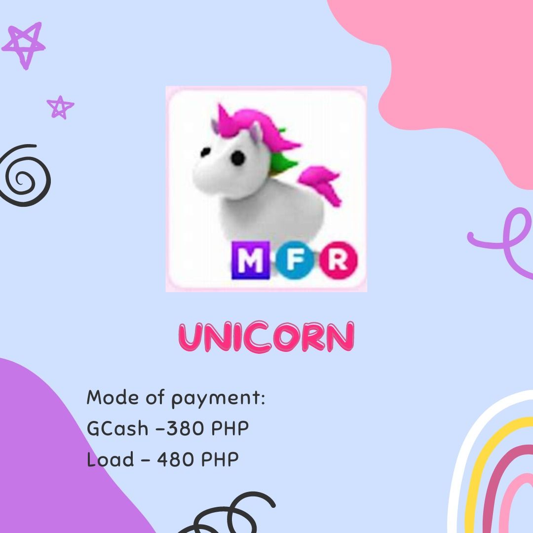 Adopt Me Mfr Unicorn Mega Neon Fly Ride On Carousell