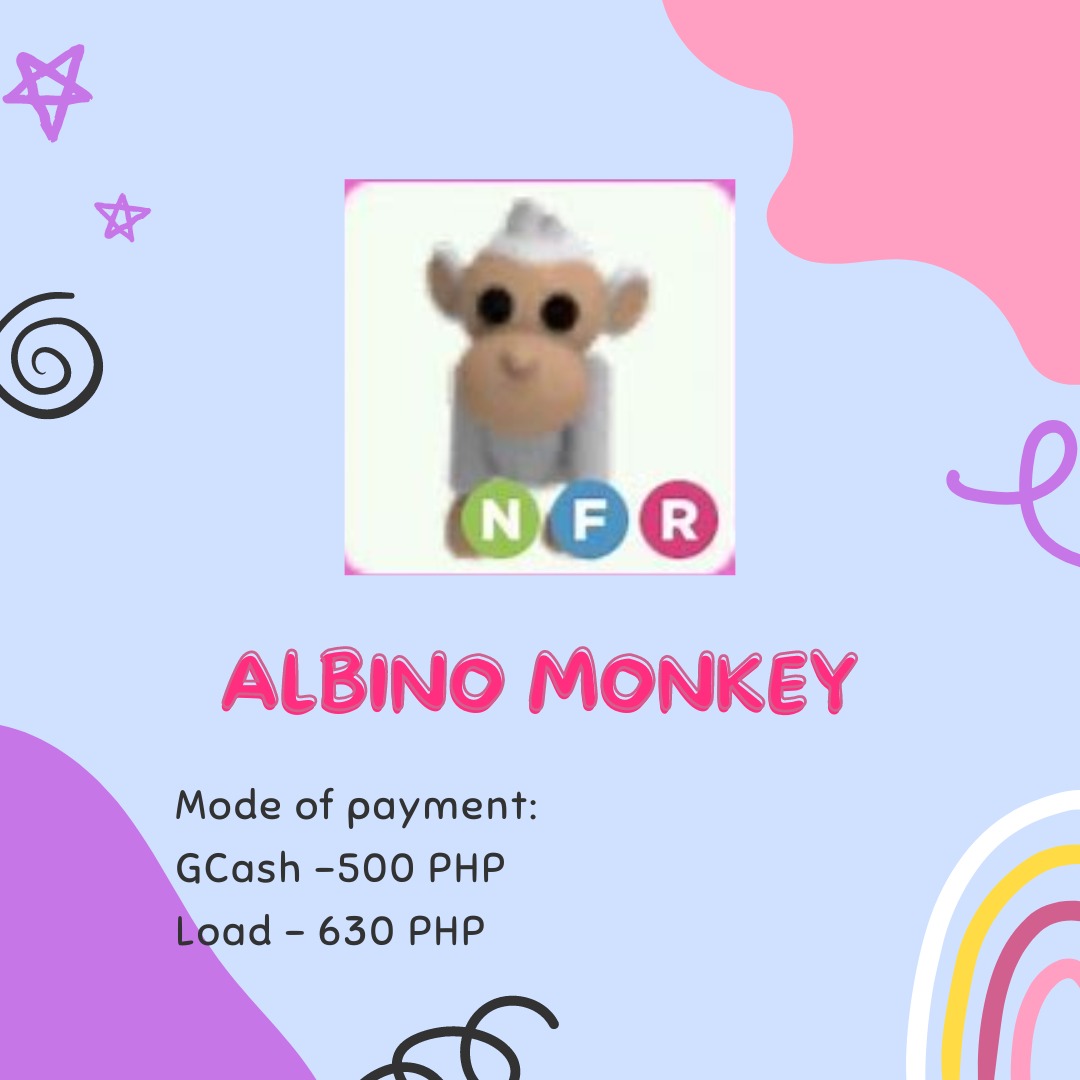 ADOPT ME NFR ALBINO MONKEY (NEON FLY RIDE) on Carousell