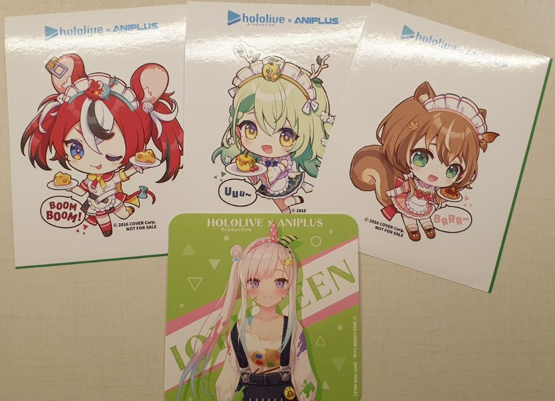 Aniplus cafe hololive stickers and coaster baelz fauna risu iofi ...