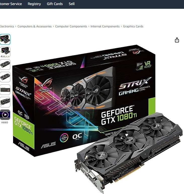 ASUS ROG STRIX GeForce GTX 1080 TI 11GB VR Ready 5K HD Gaming Graphics ...