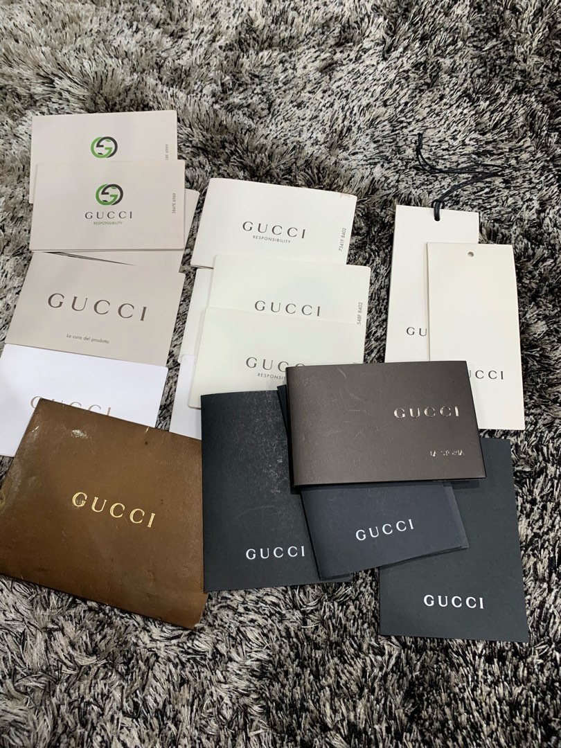 Authentic Gucci and Prada authenticity card, care card, receipt ...