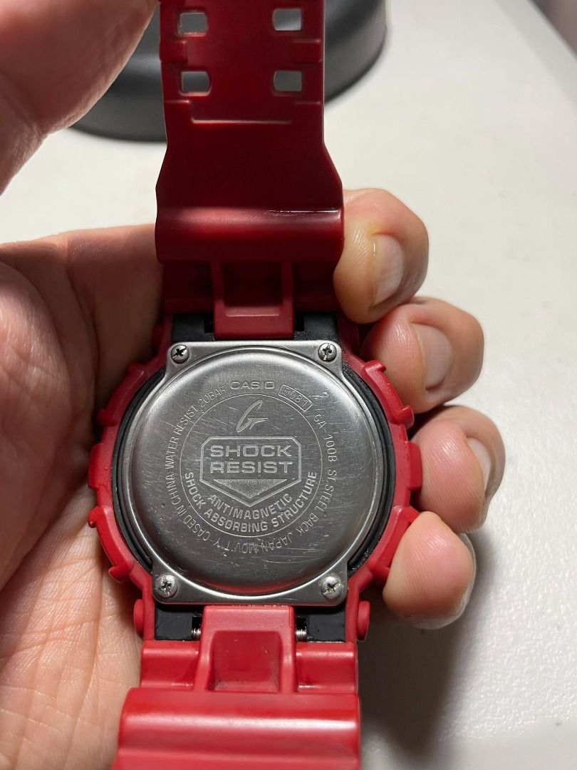 Casio G-Shock GA-100B-4ADR Red Analog Digital Resin Strap Watch For Men ...
