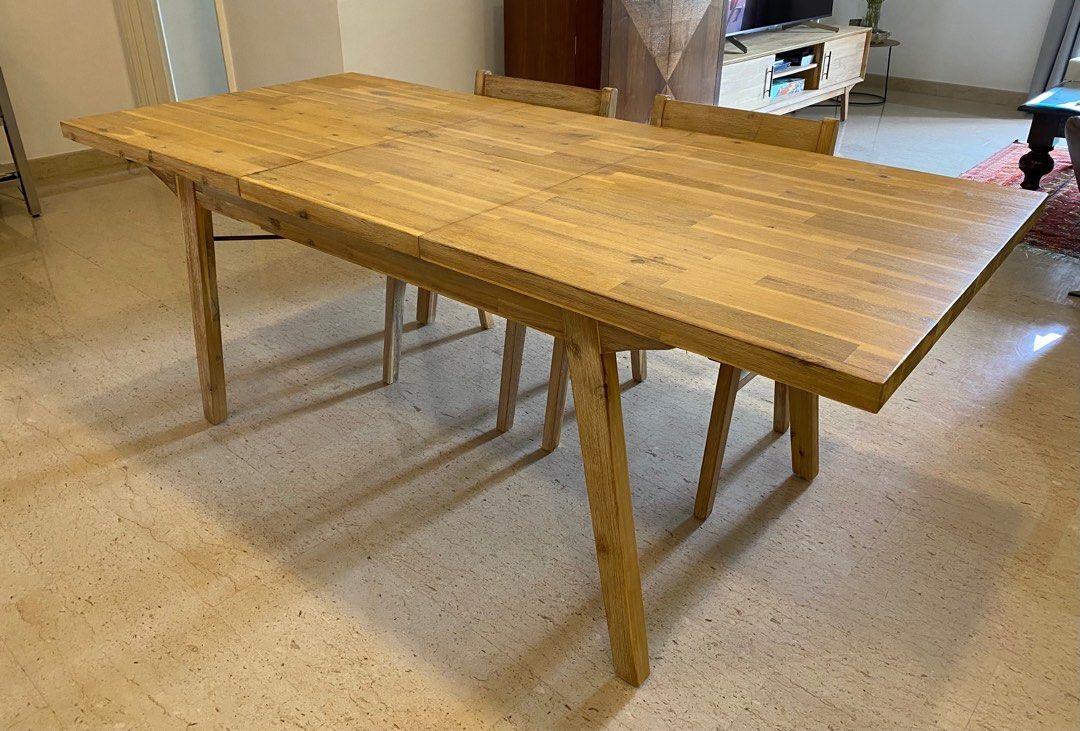 Castlery Extendable Dining Table Set with 4 Chairs, Furniture & Home ...