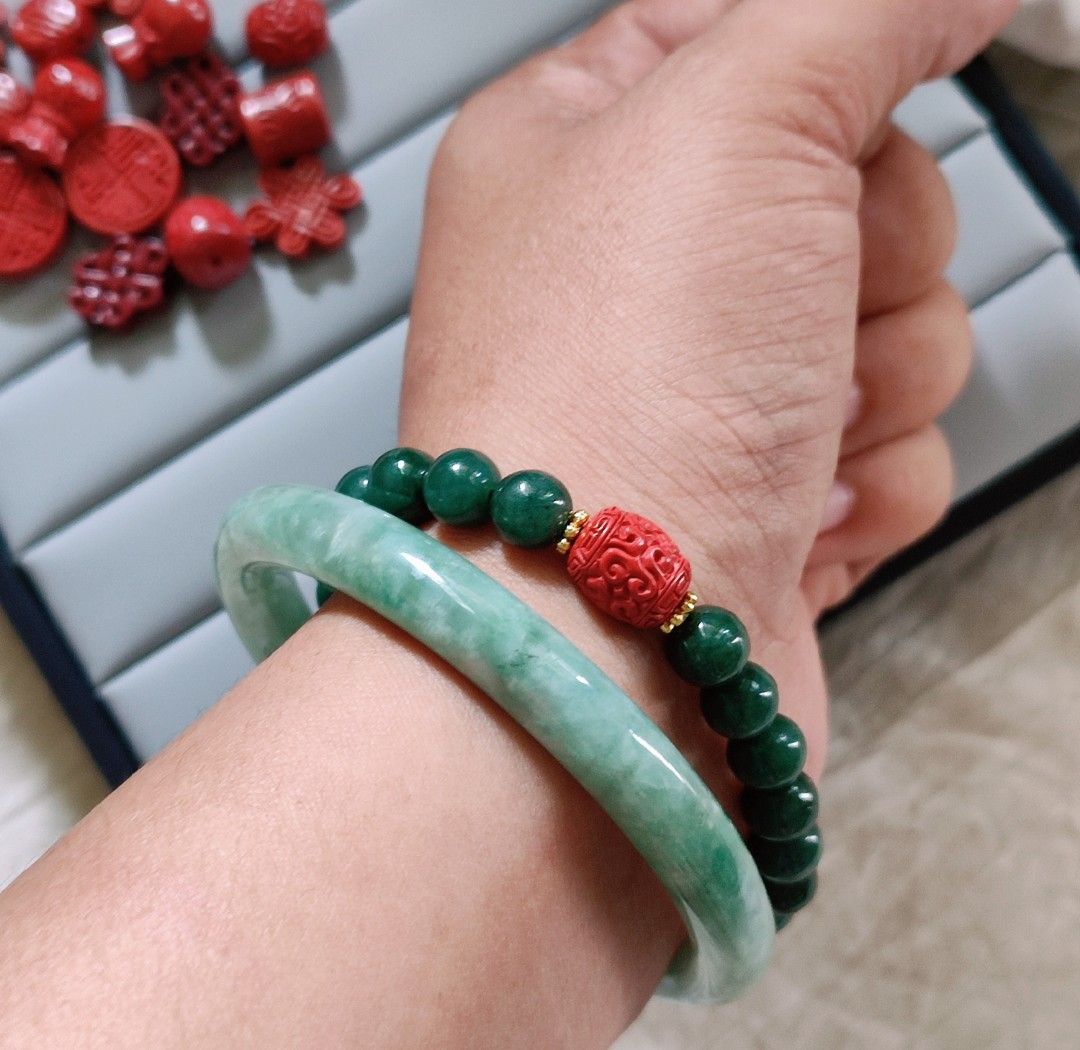 Cinnabar Lucky Turn in Green Jade Burma Jade on Carousell