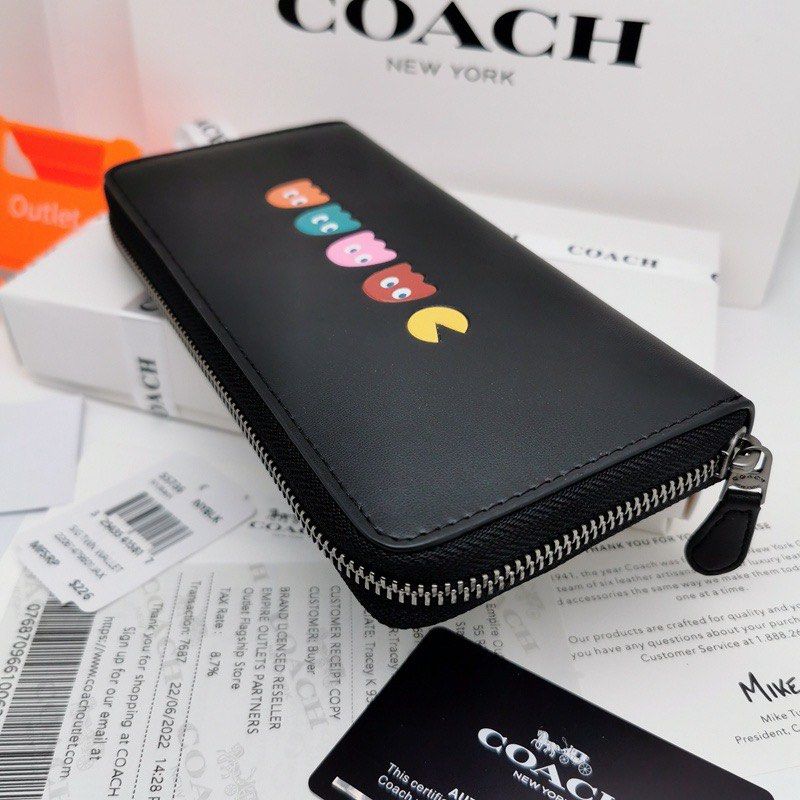 Coach x Pac Man Accordion Zip Long Wallet (55736), Women's Fashion ...